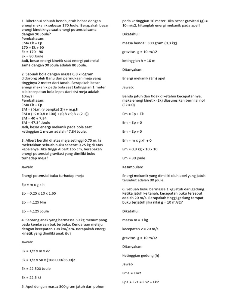 Soal Energi Mekanik Kls X | PDF