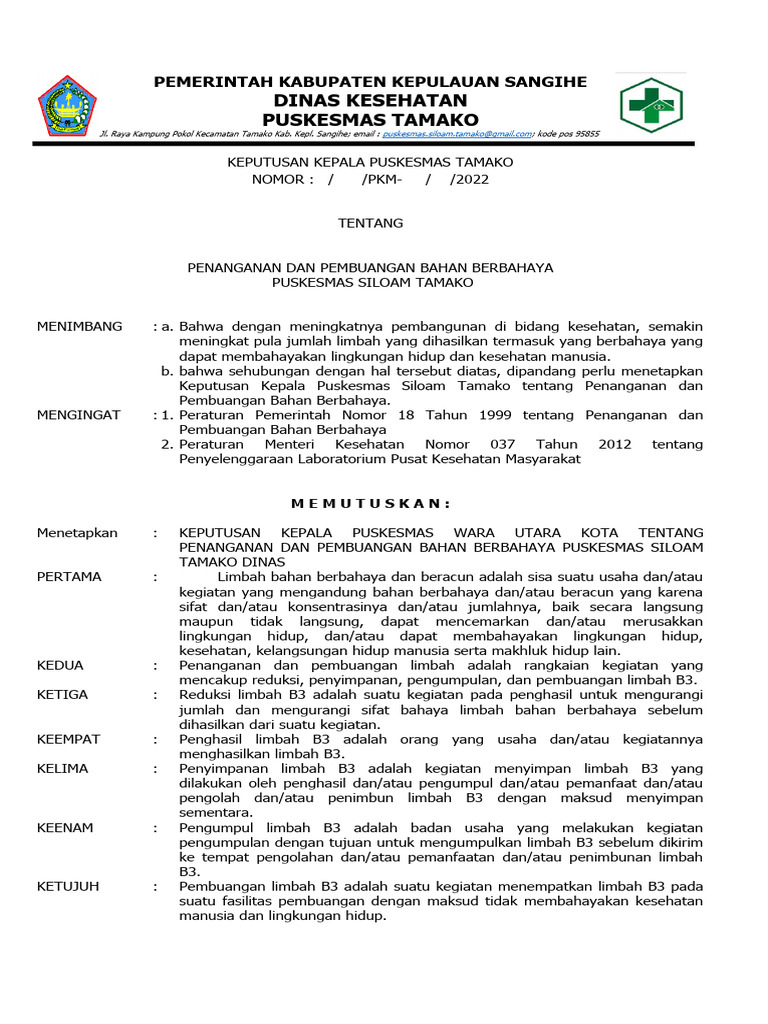 8.1.8.4 SK Penanganan Limbah Berbahaya | PDF