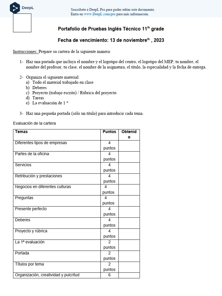 2nd-Portfolio-Rubric (3) Es | PDF