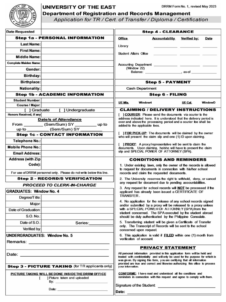 DRRM Application Form - Revised May 2023 1 | PDF
