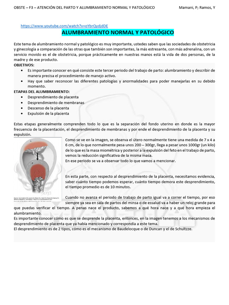 Atención Del Parto y Alumbramiento Normal y Patológico | Descargar ...