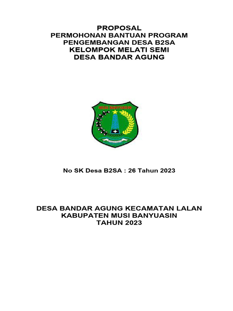 Proposal Bantuan Desa B2SA | PDF