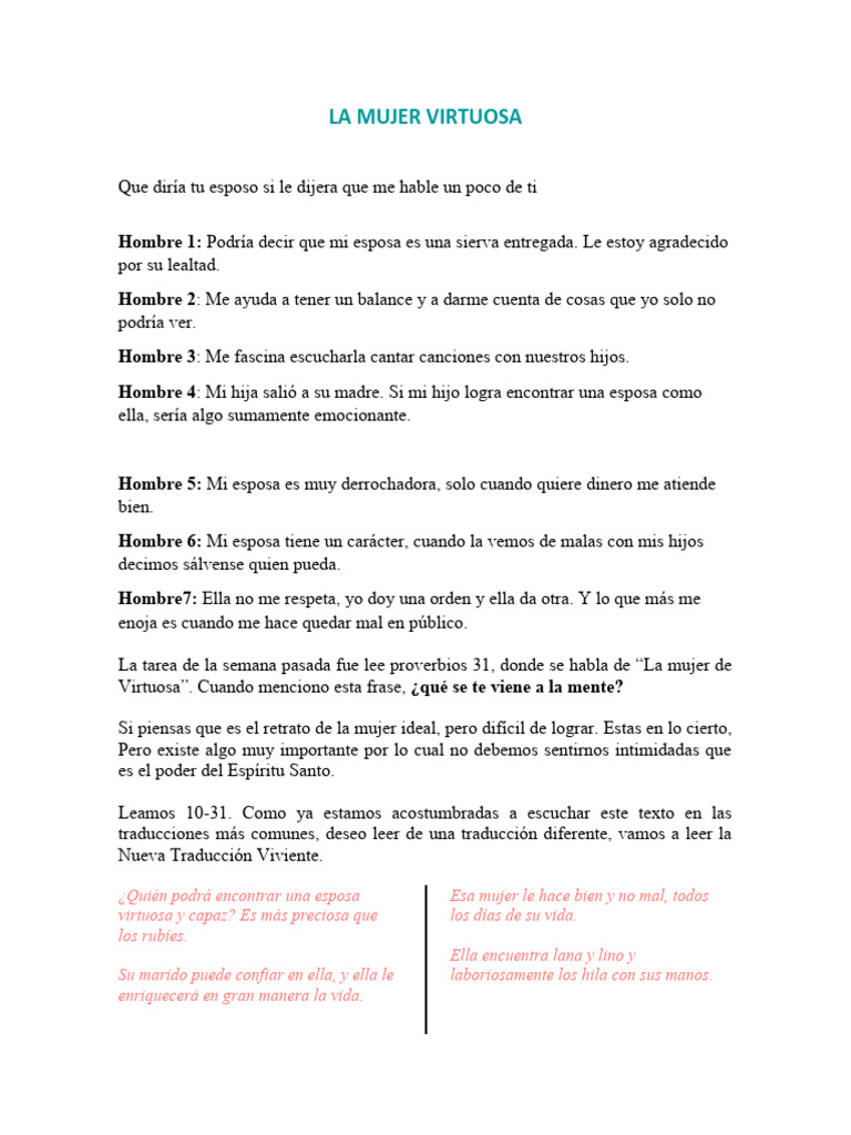 La Mujer Virtuosa | PDF | Amor | Oración
