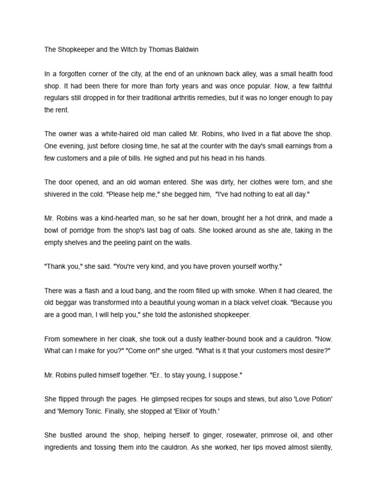 The Shopkeeper and The Witch by Thomas Baldwin | PDF | Mystery ...