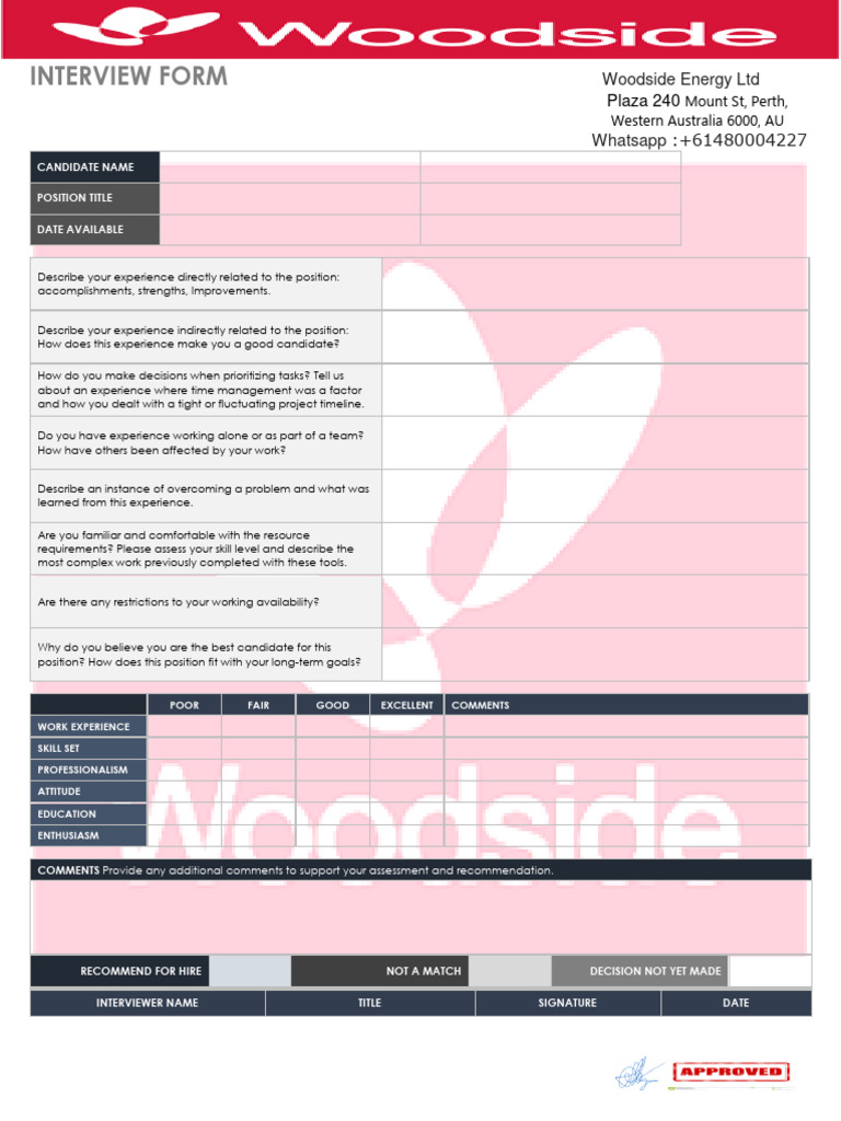 Woodside Energy-Interview | PDF