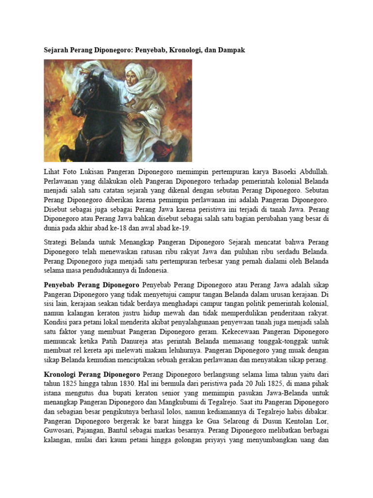 Sejarah Perang Pangeran Diponegoro | PDF