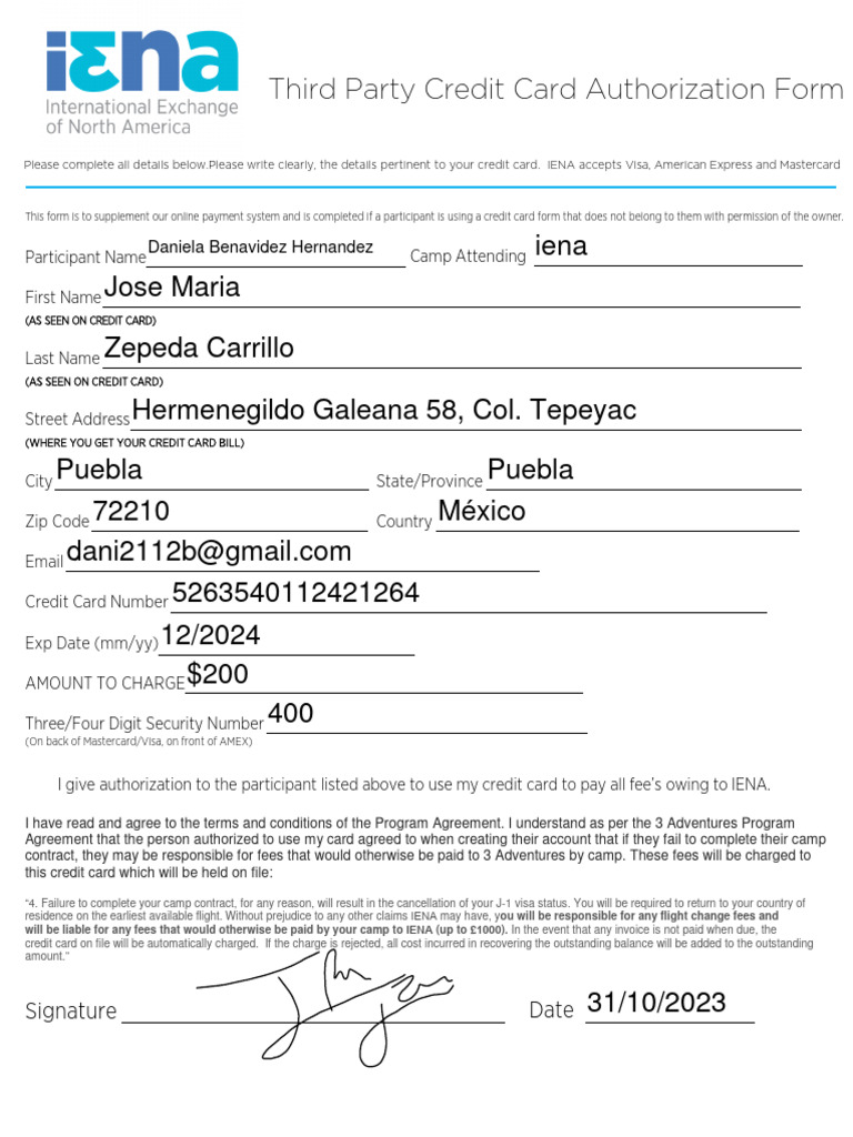 Third Party Credit Card Auth Form DANIELA Editado | PDF