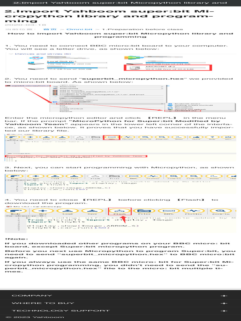2.import Yahboom Superbit Micropython Library and Programming | PDF