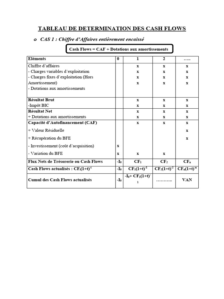 Tableau de Cash Flows et Calculs | PDF | Dépréciation | Compte de résultat