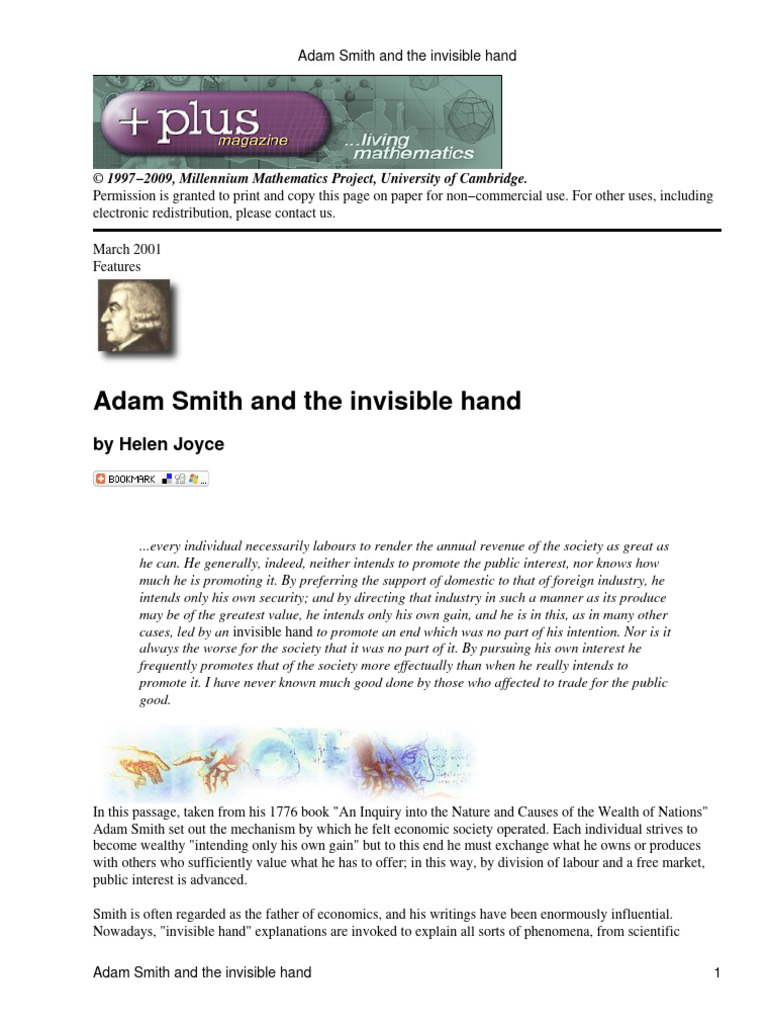 Adam Smith and The Invisible Hand: by Helen Joyce | PDF | Adam Smith ...