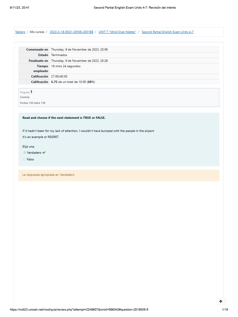 Second Partial English Exam Units 4-7 - Revisión Del Intento | PDF | Baggage