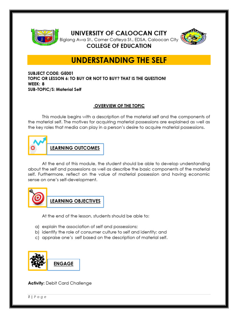 UTS Module 6 - The Material Self | PDF | Self | William James