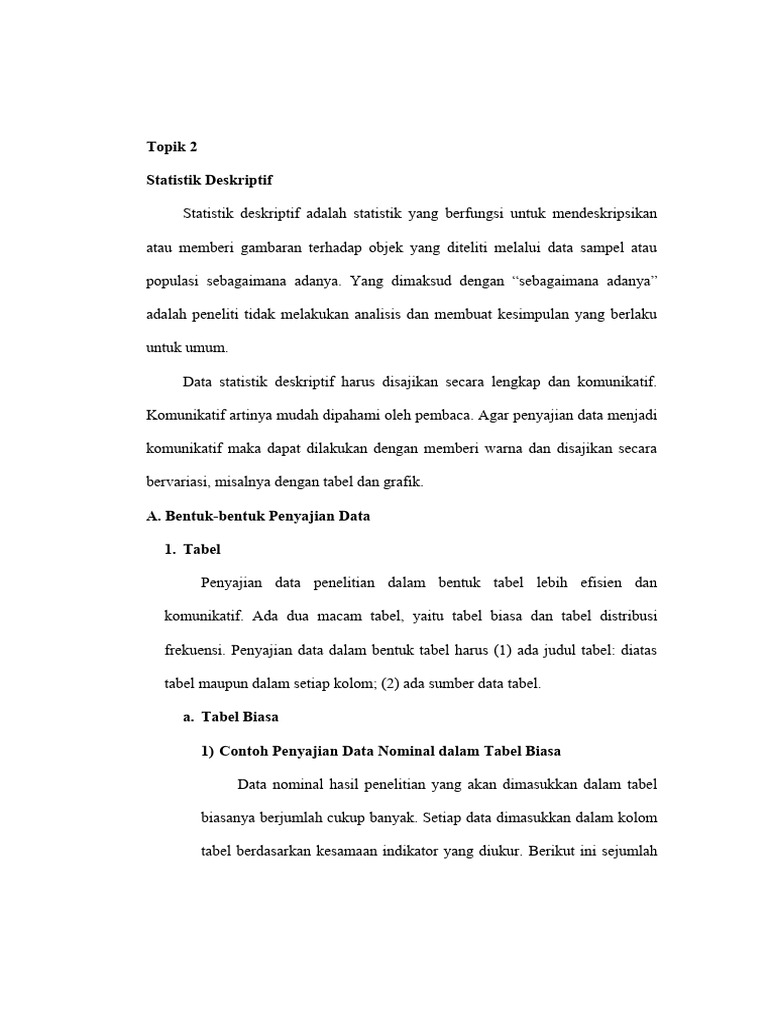 TOPIK 2. STATISTIK DESKRIPTIF (Penyajian Data Dalam Bentuk Tabel Biasa ...
