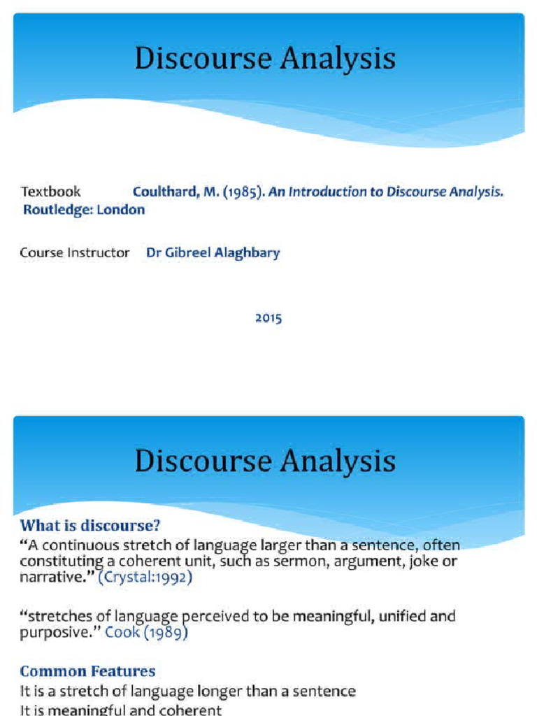 Discourse Analysis | PDF