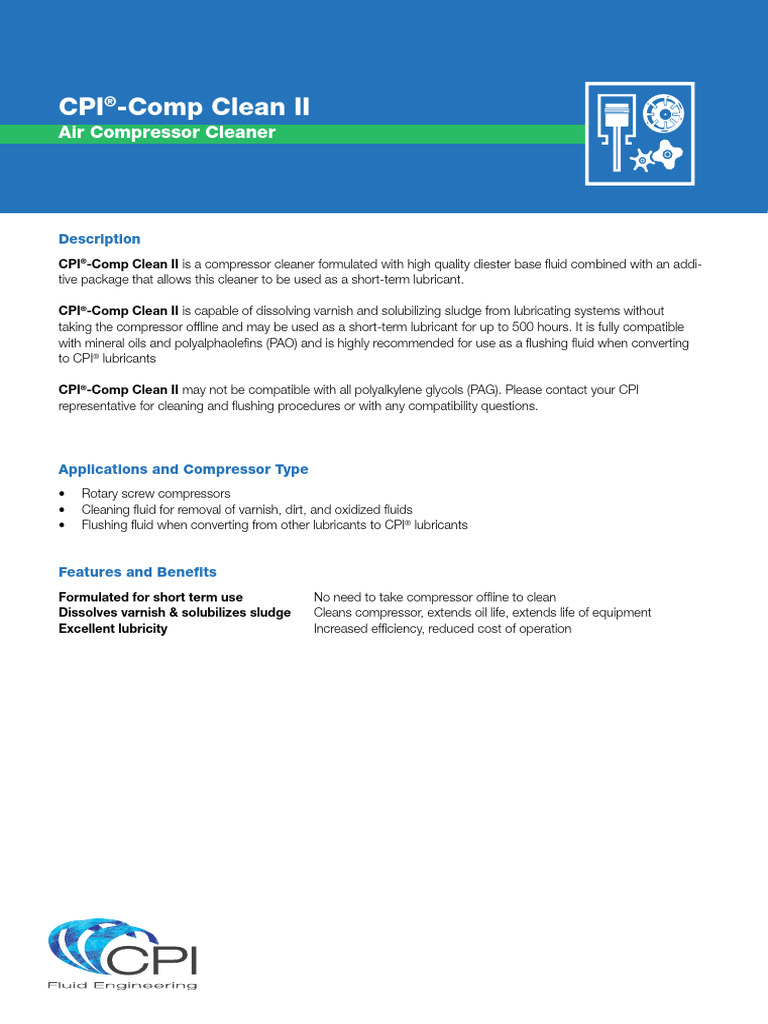CPI-Comp Clean II PDS 16-CP0316-CCII A4 | PDF | Lubricant | Liquids
