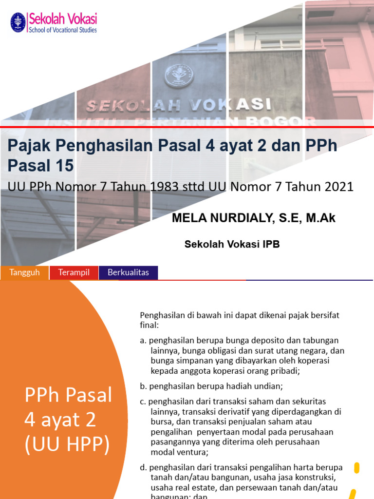 PPh Pasal 4 Ayat 2 dan 15 Final | PDF