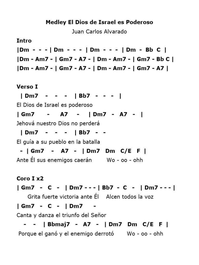 El Dios de Israel Es Poderoso (Medley) - JCA | PDF