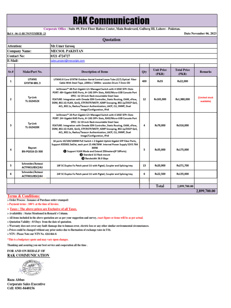 MECSOL PAKISTAN - Tplink Schneider (06 NOVEMBER) | PDF | Internet Protocols | Network Architecture