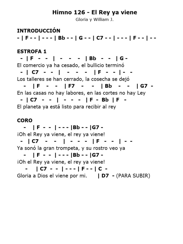 El Rey Ya Viene - Himno 126 - 2tonos | PDF