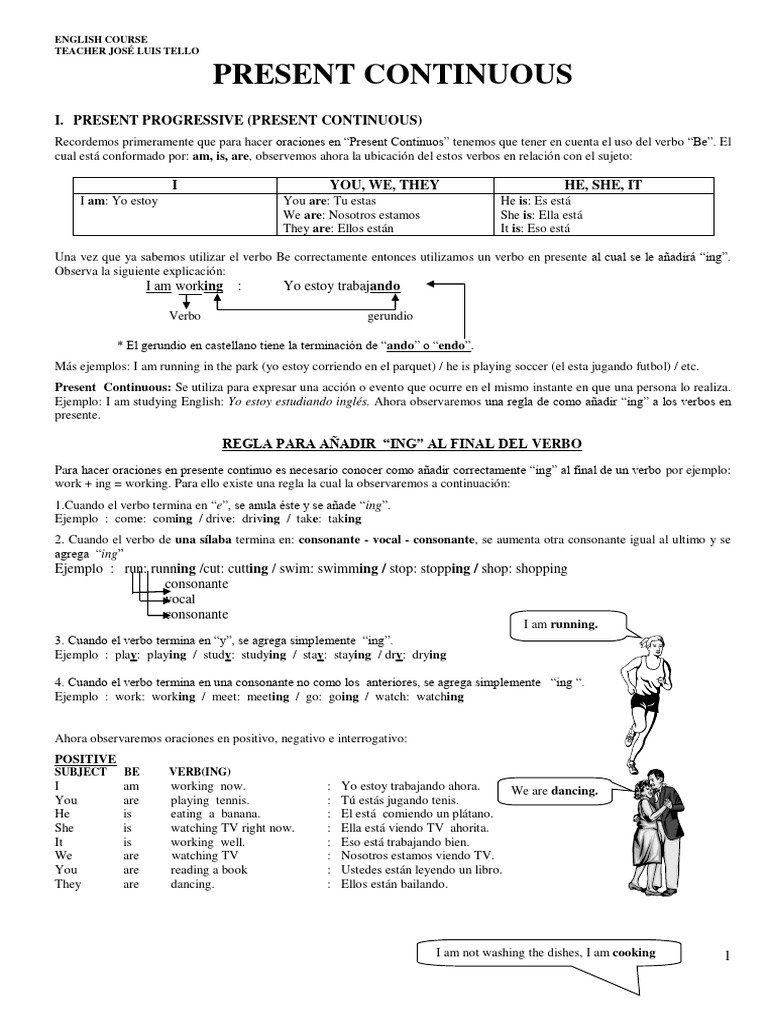 UNIT 8.1 PRESENT CONTINUOUS-SEPARATA | PDF | Verbo | Tipología Lingüística