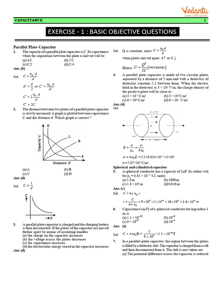 Capactiors Ex-1 | PDF | Capacitor | Capacitance