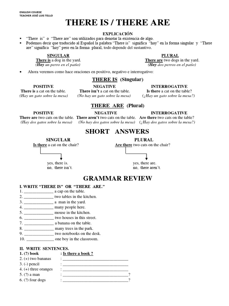Unit 7.2 There Is, Are | PDF