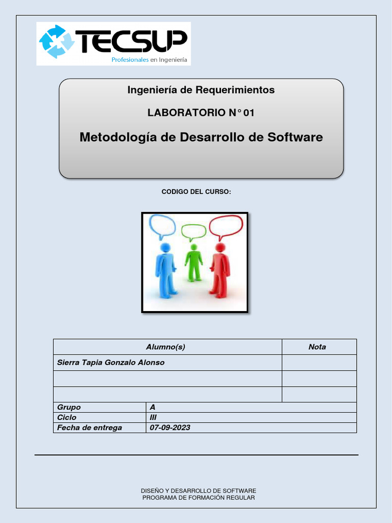 Lab 01 - Metodología de Desarrollo de Software | Descargar gratis PDF | Software | Ingeniería de ...