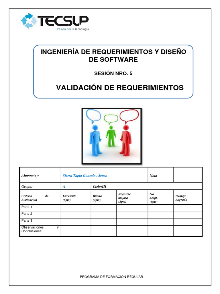Lab 05 - Validación de Requerimientos | PDF | Ingeniería de software | Software