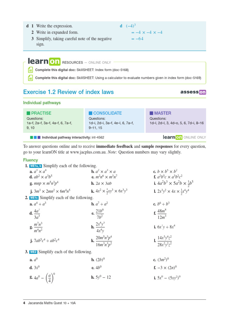 6-Worksheet Laws of Indices | PDF