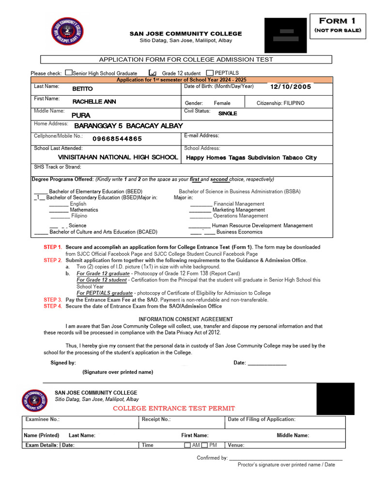 S JCC Cat Applicationform 2024 | PDF