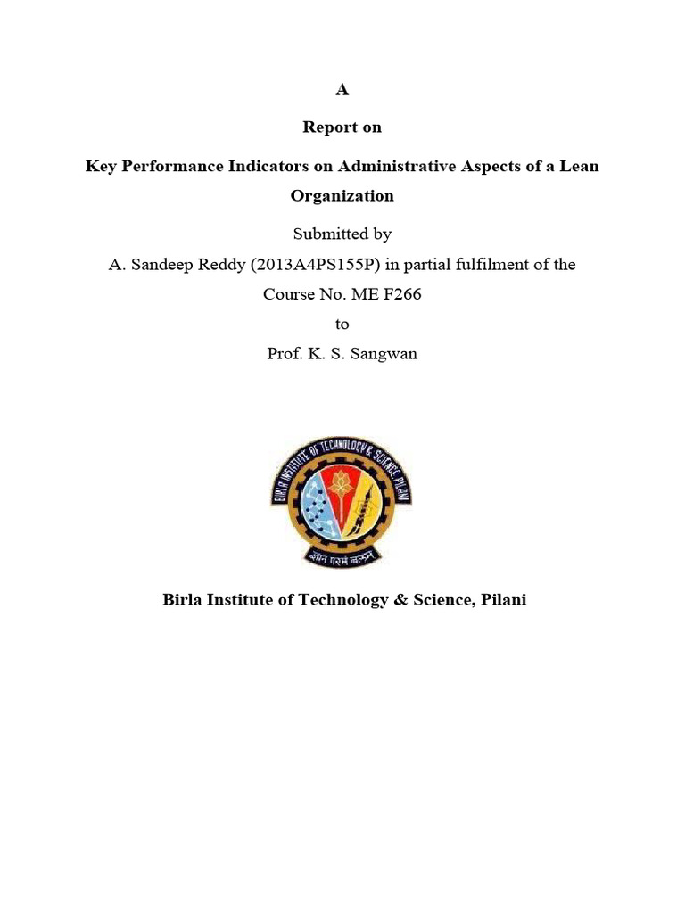 Key Performance Indicators in Lean Manufacturing | PDF | Lean ...