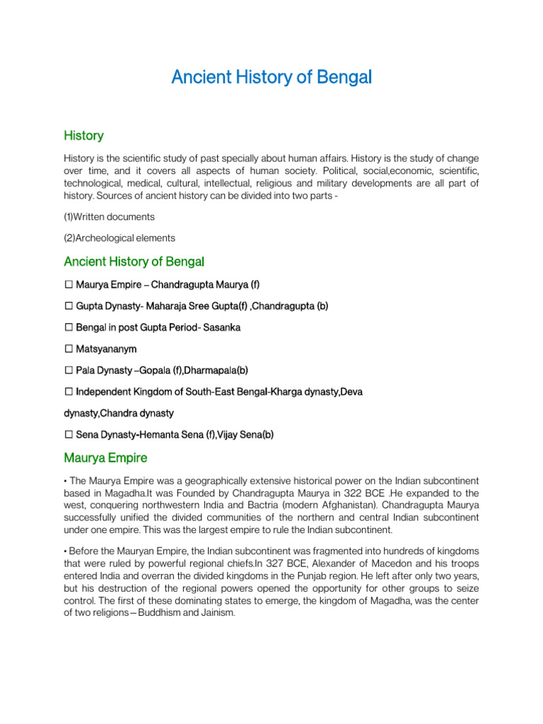 Ancient History of Bengal Lec - 02 | PDF | Bengal | South Asia