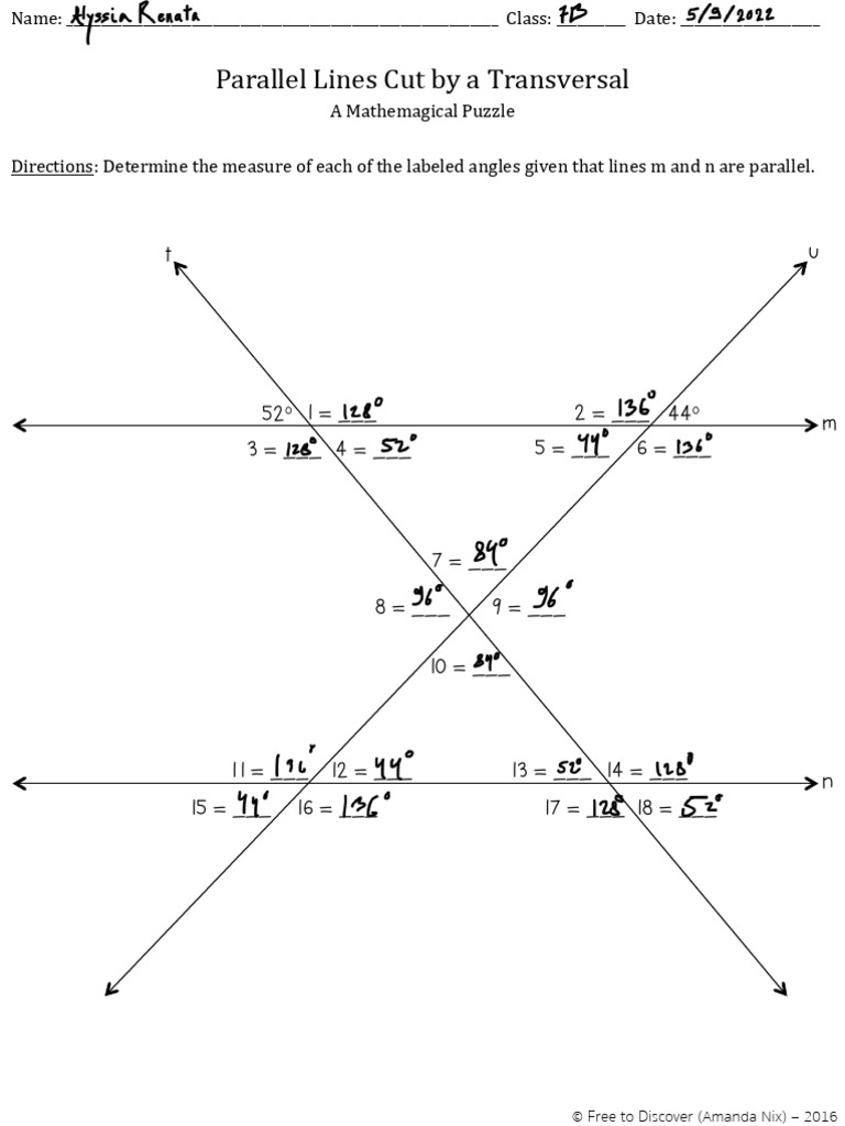 Parallel Lines Transversal Puzzle | PDF