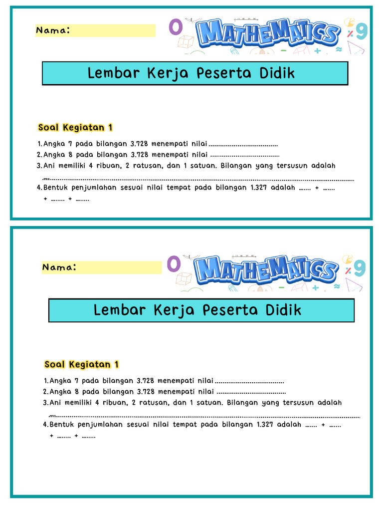 LKPD Matematika Nilai Tempat | PDF