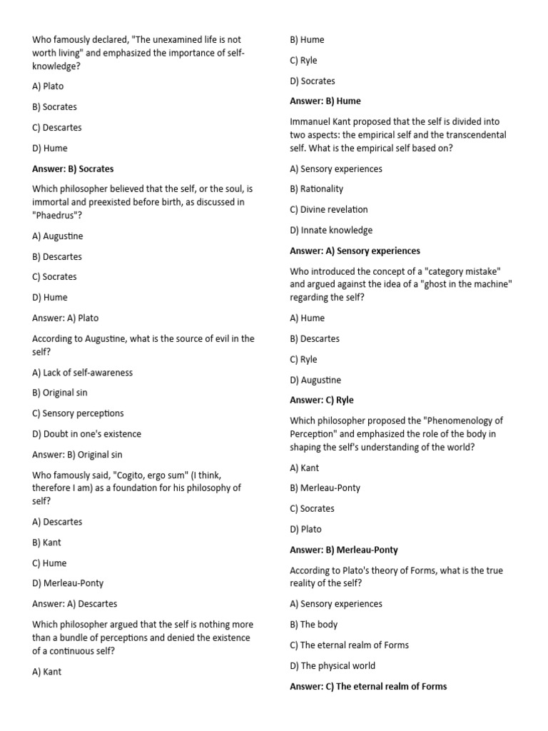 UTS CHAP 1 QUIZ | PDF | Soul | Philosophy Of Self