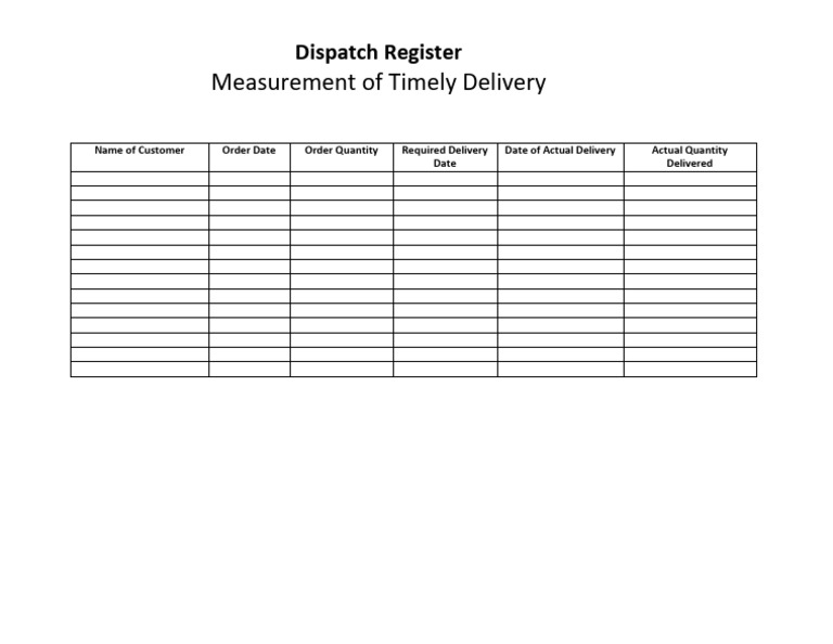 Dispatch Register | PDF