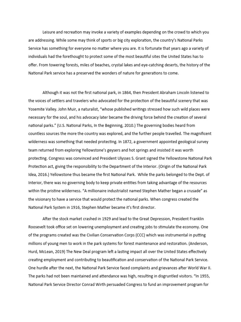 RPTM Timeline Assignment Written Richardson | PDF | National Park ...