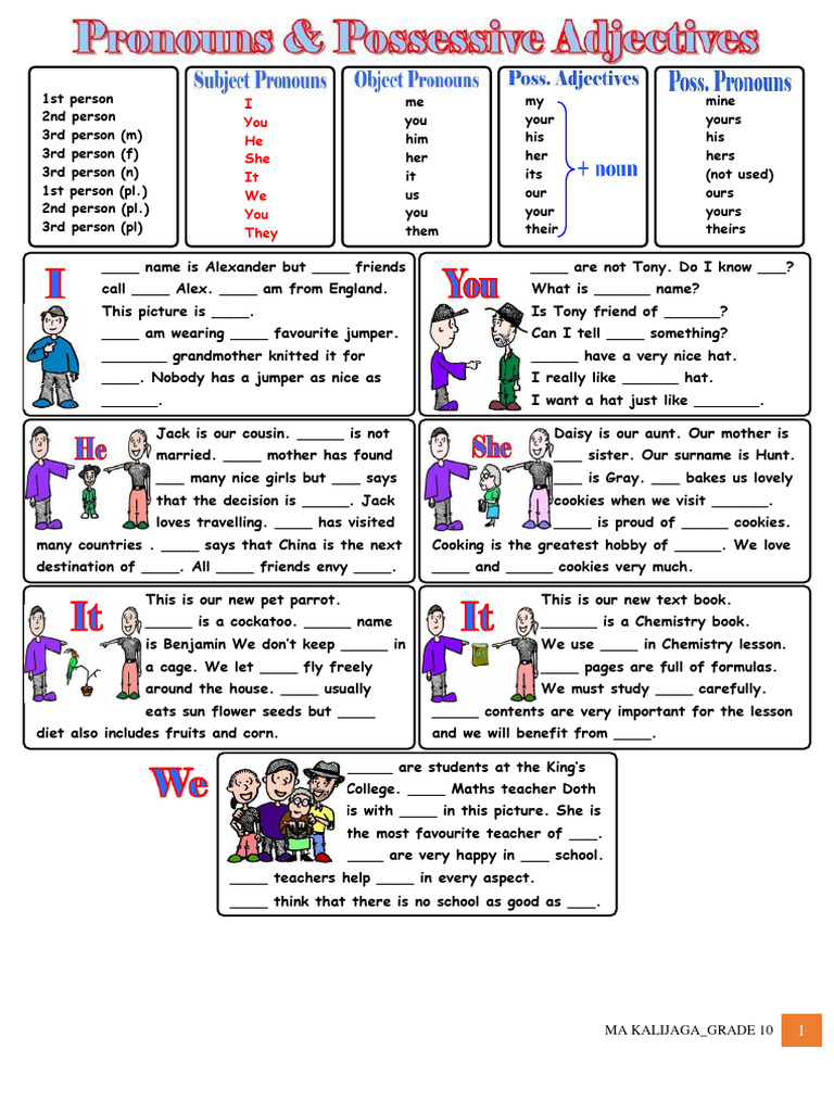 English Pronouns and Nouns Worksheet | PDF