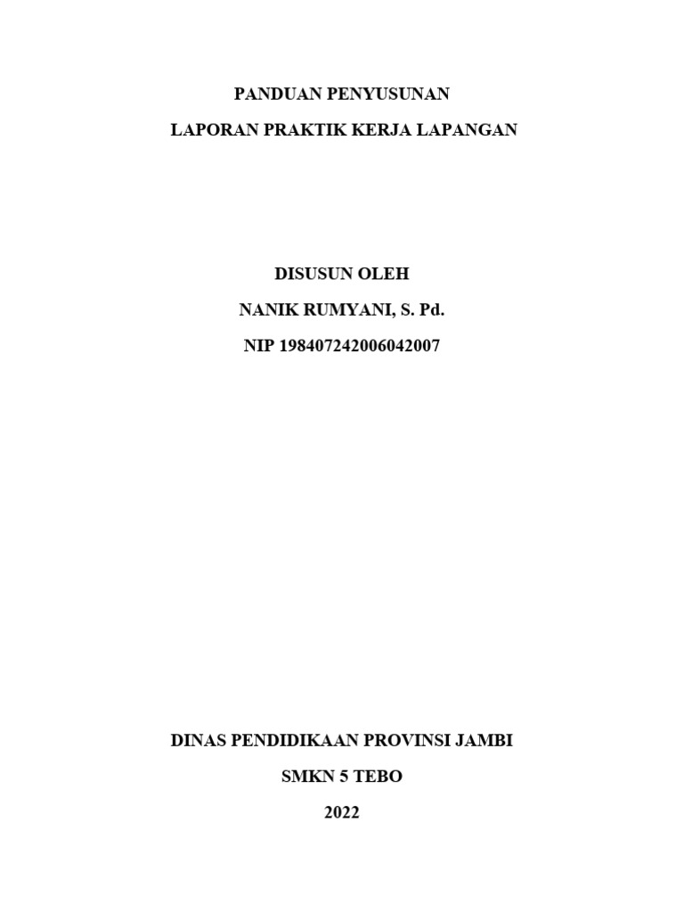 Panduan Penyusunan Laporan Praktik Kerja Lapangan | PDF
