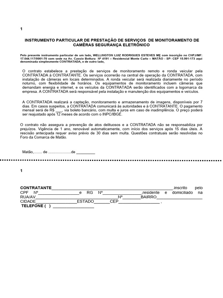 Minuta de Contrato Monitoramento Colaborativo | PDF