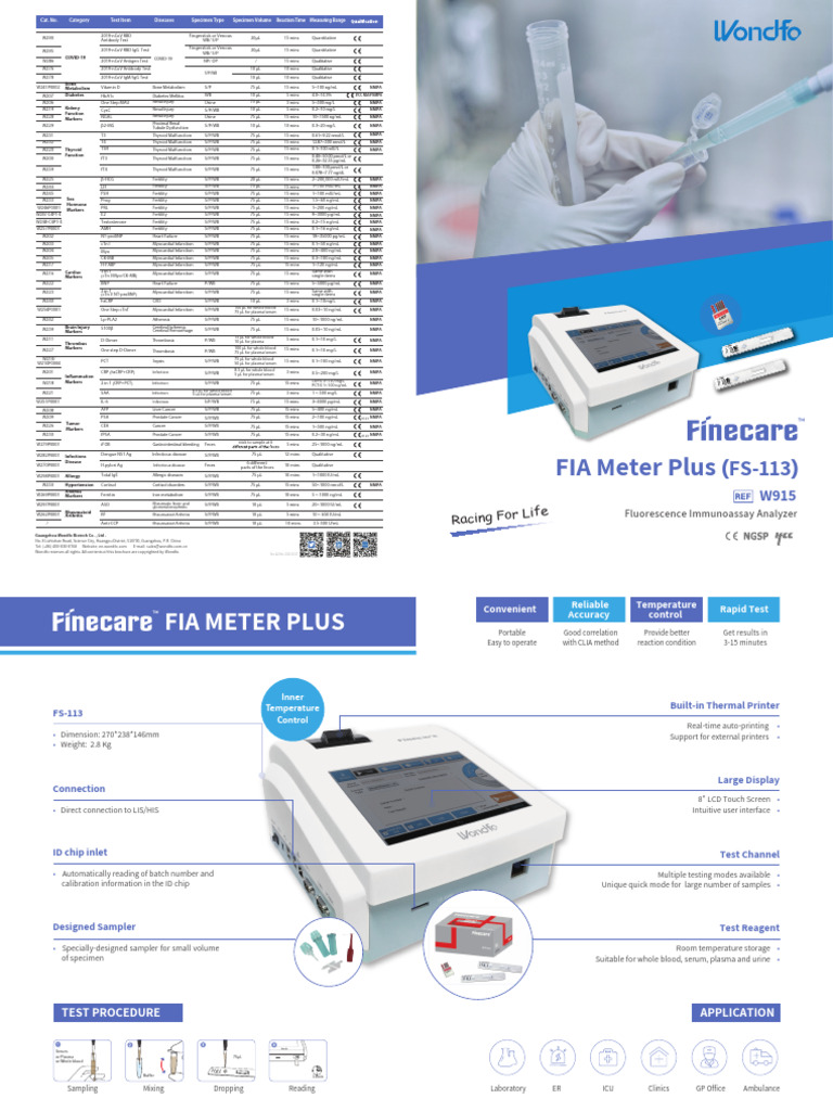 (Finecare™ FIA Meter III Plus (FS-113) 2023 | PDF | C Reactive Protein ...
