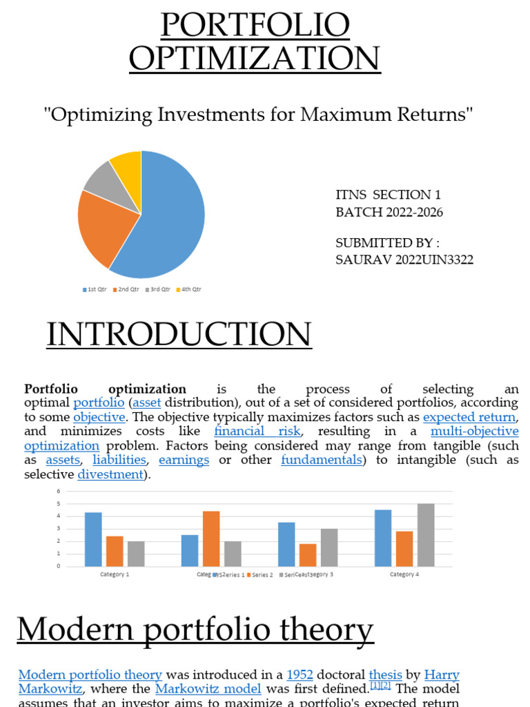 Portfolio Optimization | PDF | Modern Portfolio Theory | Mathematical ...