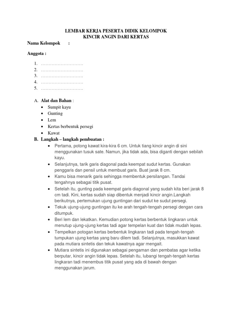 LKPD Kelompok Kincir Angin | PDF | Olahraga & Rekreasi | Seni