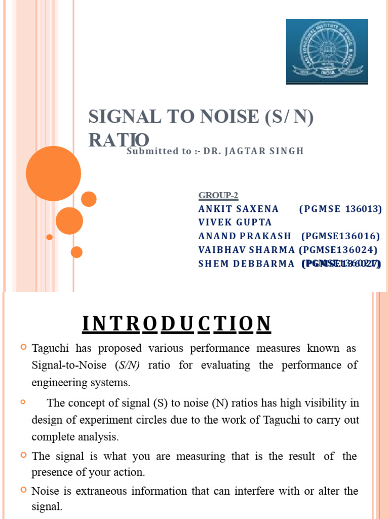 Signal To Noise Ratio PDF | PDF | Signal To Noise Ratio | Electrical Engineering