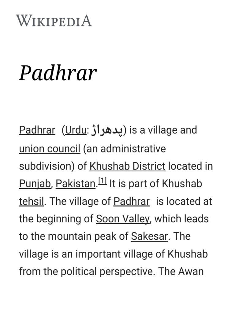 Padhrar - Wikipedia | PDF