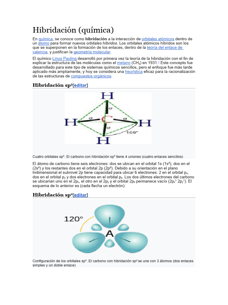 Hibridación | PDF | Química Física | Ciencias fisicas