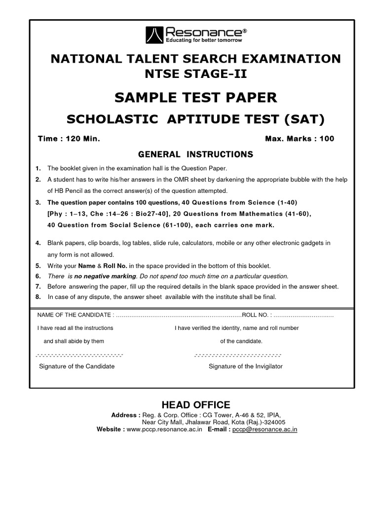 NTSE Stage II SAT Paper Sol STP | PDF | Agriculture | Fertilizer