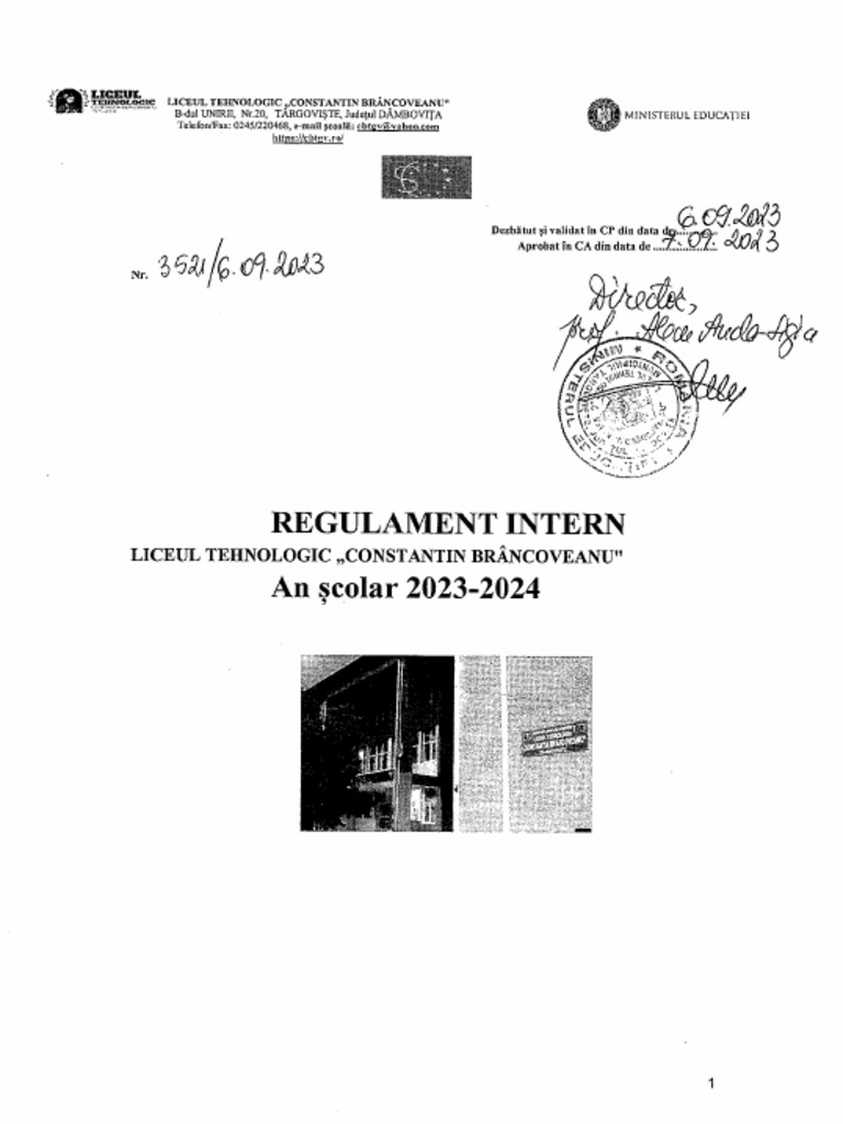Regulament Intern 2023-2024 | PDF
