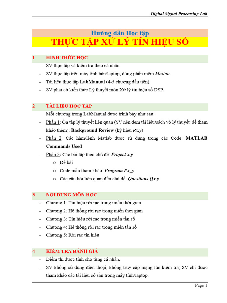 Huong Dan Hoc Tap TT DSP | PDF