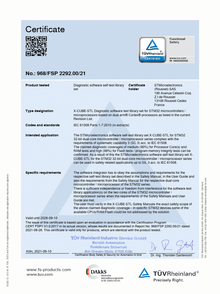 Certificate Functional Safety SIL 2 | PDF | Microprocessor ...